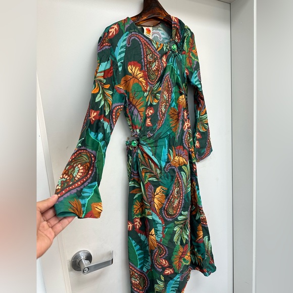 FARM Rio | Dresses | Nwt Farm Rio Paisley Forest Green Cut Outs Midi ...